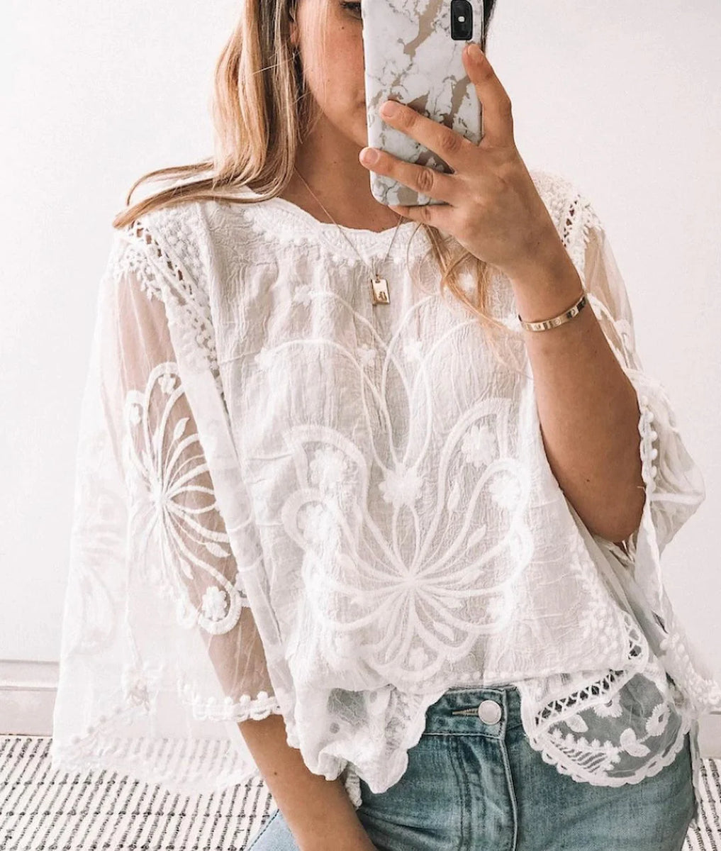 ISLA LACE TOP - WHITE – EmberandAsh