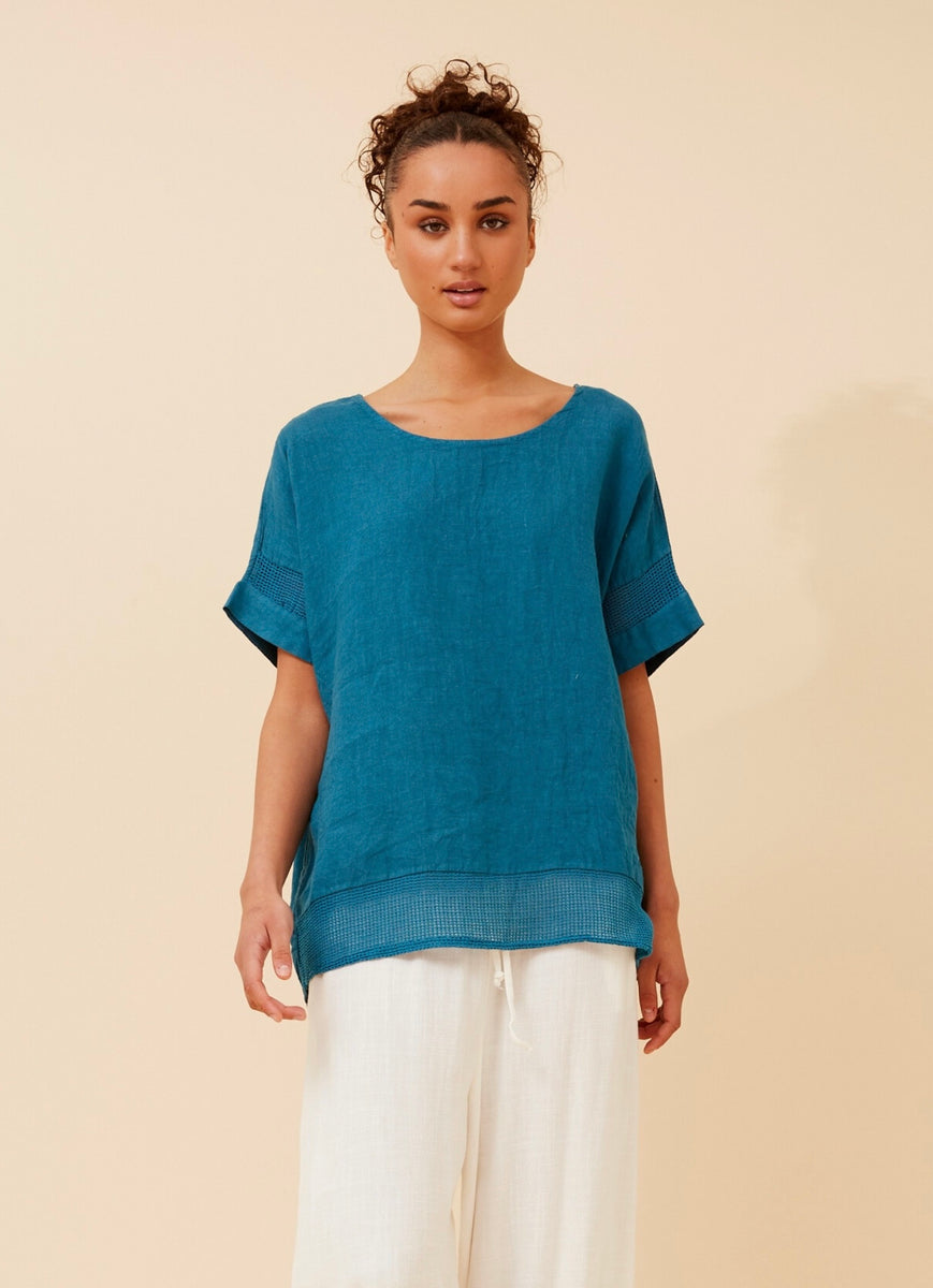 COCO ITALIAN LINEN TOP - PETROL – EmberandAsh