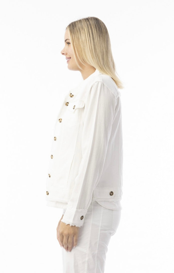 FRANKIE LINEN JACKET ORIENTIQUE - WHITE – EmberandAsh